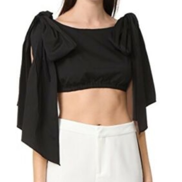 Milly | Tops | Milly Top Nwt Tara Bow Crop Top Tie Cotton Aa52 | Poshmark